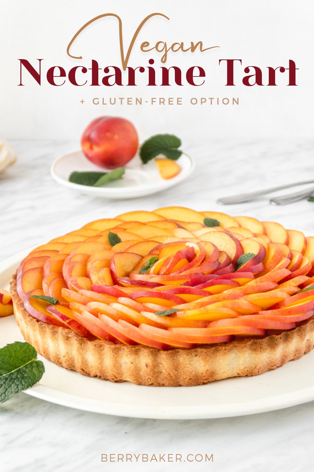 Fresh Vegan Nectarine "Rose" Tart | The Berry Baker