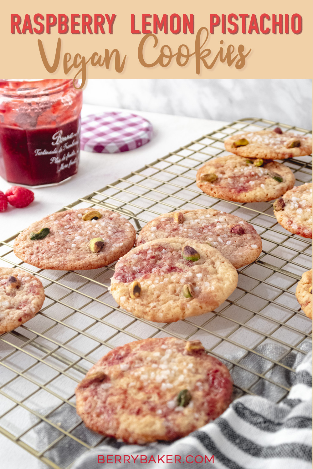 Vegan Lemon, Pistachio, and Raspberry Cookies - Easy One-Bowl Recipe